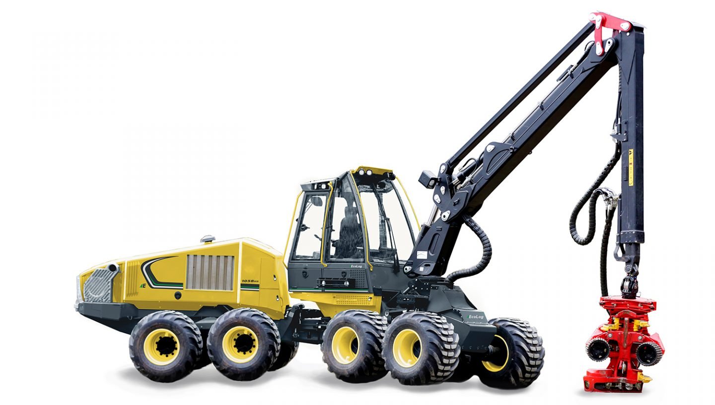 Eco Log 1058 – the first ”yellow Gremo” harvester in action ...
